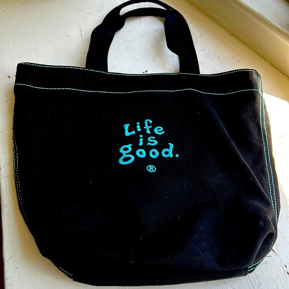 Life Is Good | Bags | Life Is Good Jet Black Canvas Tote Embroidered ...